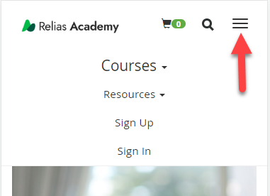 Relias Academy Account Navigation on a Mobile Device