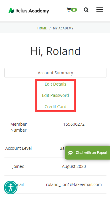 Relias Academy Account Navigation on a Mobile Device